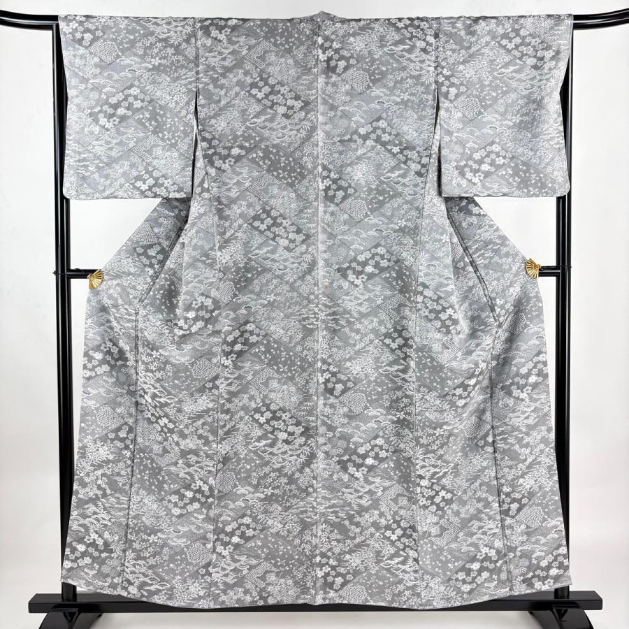 小紋 身丈156.5cm 裄丈66cm M 袷 山岡古都 紋意匠 落款あり 寄せ柄 松竹梅 灰色 正絹 美品 逸品 中古 : リユースセレクトショップバイセル Yahoo!店 - 通販 ...