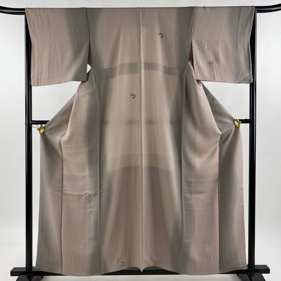 付下げ 身丈158cm 裄丈66cm M 袷 雪輪 縦縞 金糸 刺繍 ピンクベージュ 正絹 秀品 中古 : リユースセレクトショップバイセル Yahoo!店 - 通販 - Yahoo!ショッピング