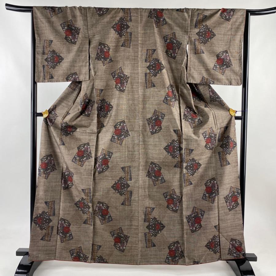 紬 身丈165cm 裄丈66cm M 袷 色紙 草花 焦茶色 正絹 美品 秀品 中古 在庫一掃 : リユースセレクトショップバイセル Yahoo!店 - 通販 - Yahoo!ショッピング