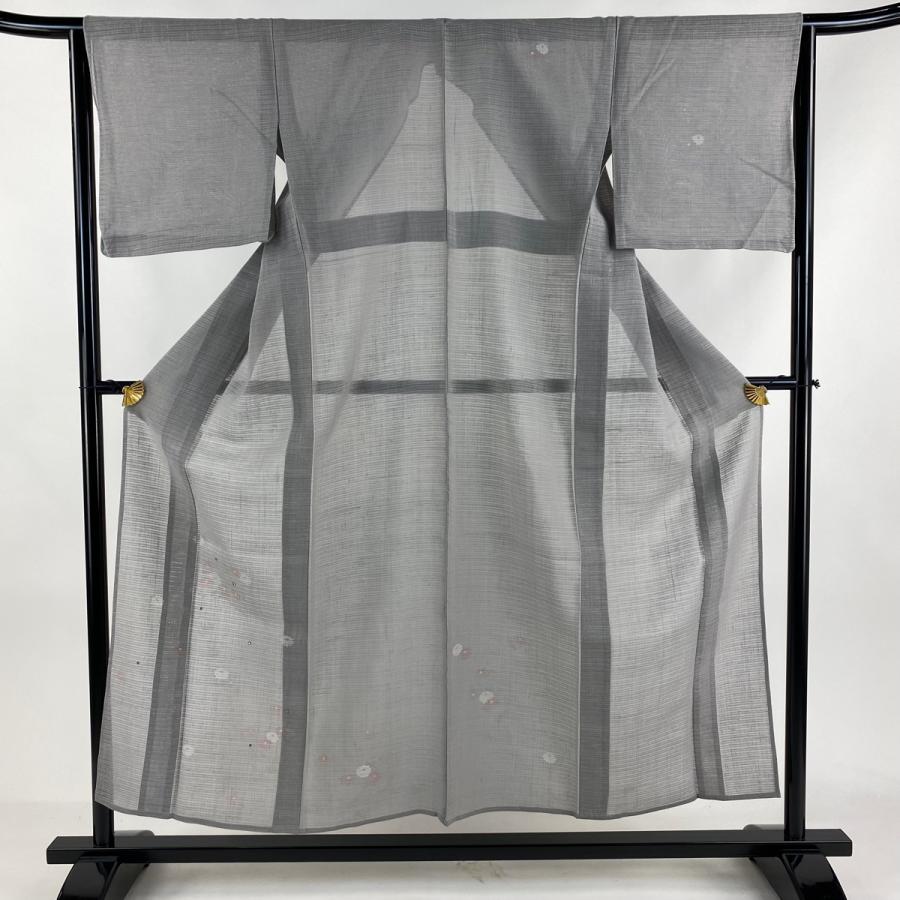 付下げ 身丈152cm 裄丈64cm M 薄物 絽 菊 銀糸 灰色 正絹 秀品 中古 : リユースセレクトショップバイセル Yahoo!店 - 通販 - Yahoo!ショッピング