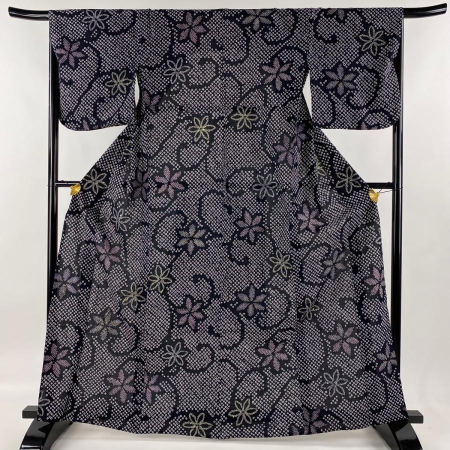 浴衣 身丈164cm 裄丈67cm M 絞り浴衣 花 黒 綿 名品 中古 : リユースセレクトショップバイセル Yahoo!店 - 通販 - Yahoo!ショッピング