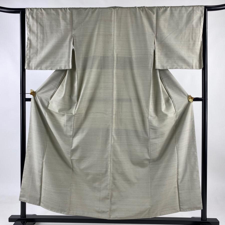 紬 身丈154.5cm 裄丈64cm M 袷 縞 灰緑 正絹 美品 秀品 中古 : リユースセレクトショップバイセル Yahoo!店 - 通販 - Yahoo!ショッピング