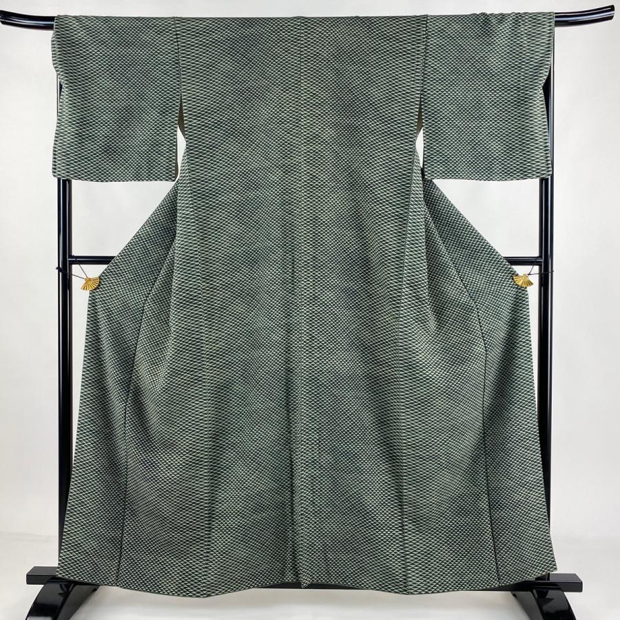 小紋 身丈157cm 裄丈68cm L 袷 鱗 緑 正絹 秀品 中古 : リユースセレクトショップバイセル Yahoo!店 - 通販 - Yahoo!ショッピング