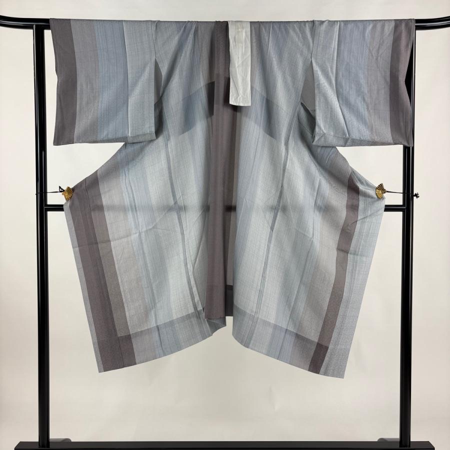 長襦袢 身丈121cm 裄丈69.5cm L 縦縞 青灰色 正絹 秀品 中古 : リユースセレクトショップバイセル Yahoo!店 - 通販 - Yahoo!ショッピング