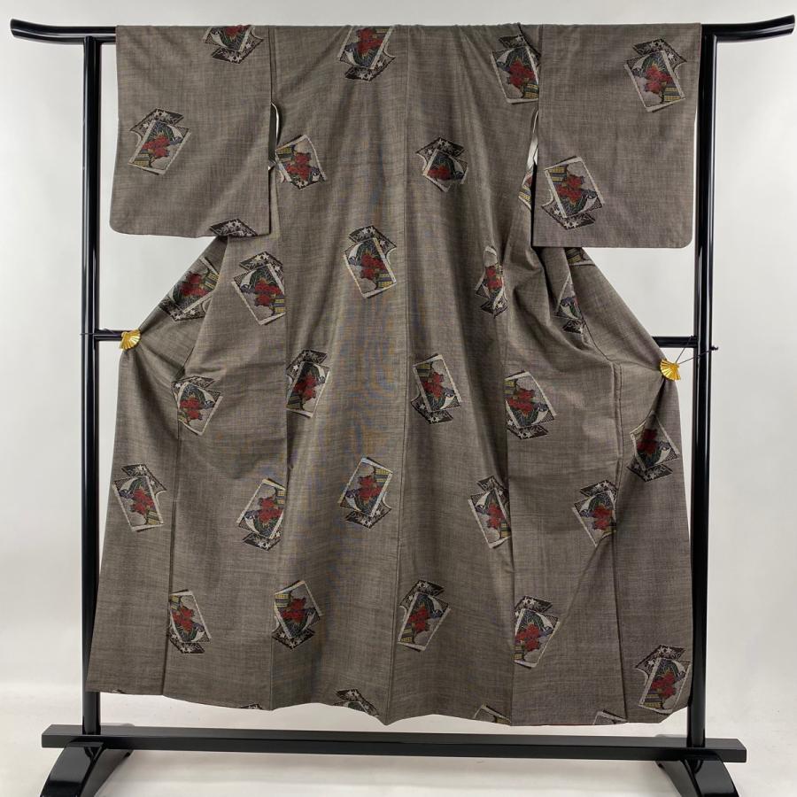 紬 身丈154cm 裄丈63cm S 袷 冊子 草花 焦茶色 正絹 美品 秀品 中古 : リユースセレクトショップバイセル Yahoo!店 - 通販 - Yahoo!ショッピング