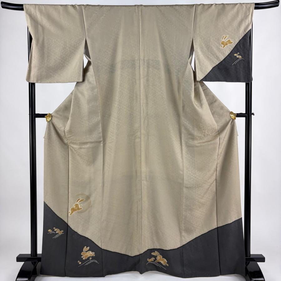 付下げ 身丈167cm 裄丈69.5cm L 袷 兎 月 絞り 金彩 薄茶色 正絹 名品 中古 : リユースセレクトショップバイセル Yahoo!店 - 通販 - Yahoo!ショッピング