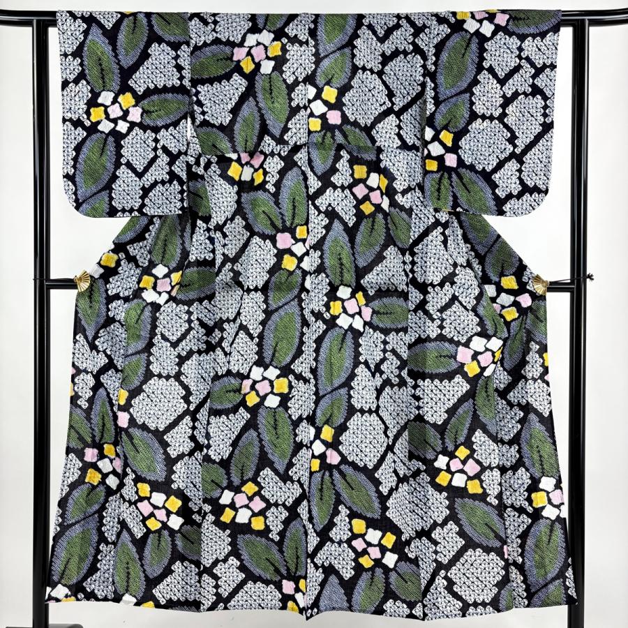 浴衣 身丈151cm 裄丈61cm S 絞り浴衣 紫陽花 濃紺 綿 美品 名品 中古 : リユースセレクトショップバイセル Yahoo!店 - 通販 - Yahoo!ショッピング