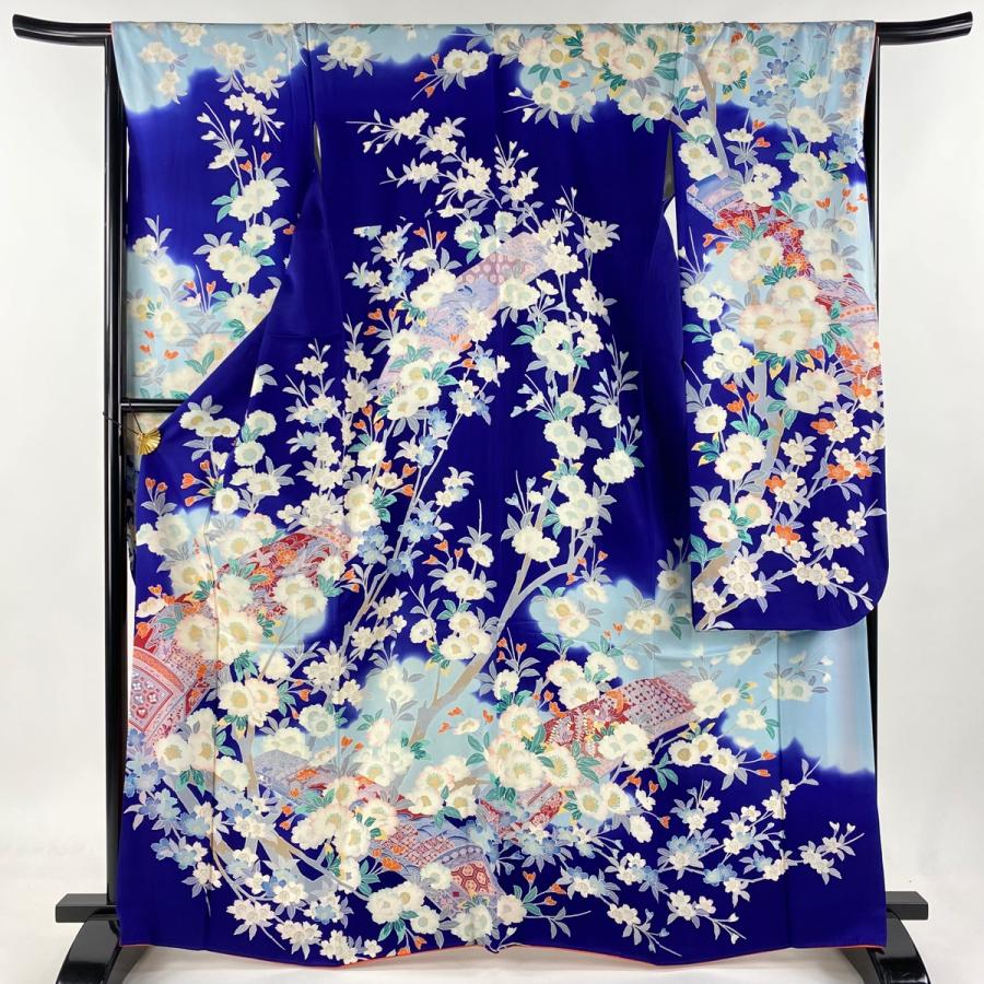 振袖 身丈165cm 裄丈66cm M 袷 琴 枝桜 青紫 正絹 秀品 中古 : リユースセレクトショップバイセル Yahoo!店 - 通販 - Yahoo!ショッピング