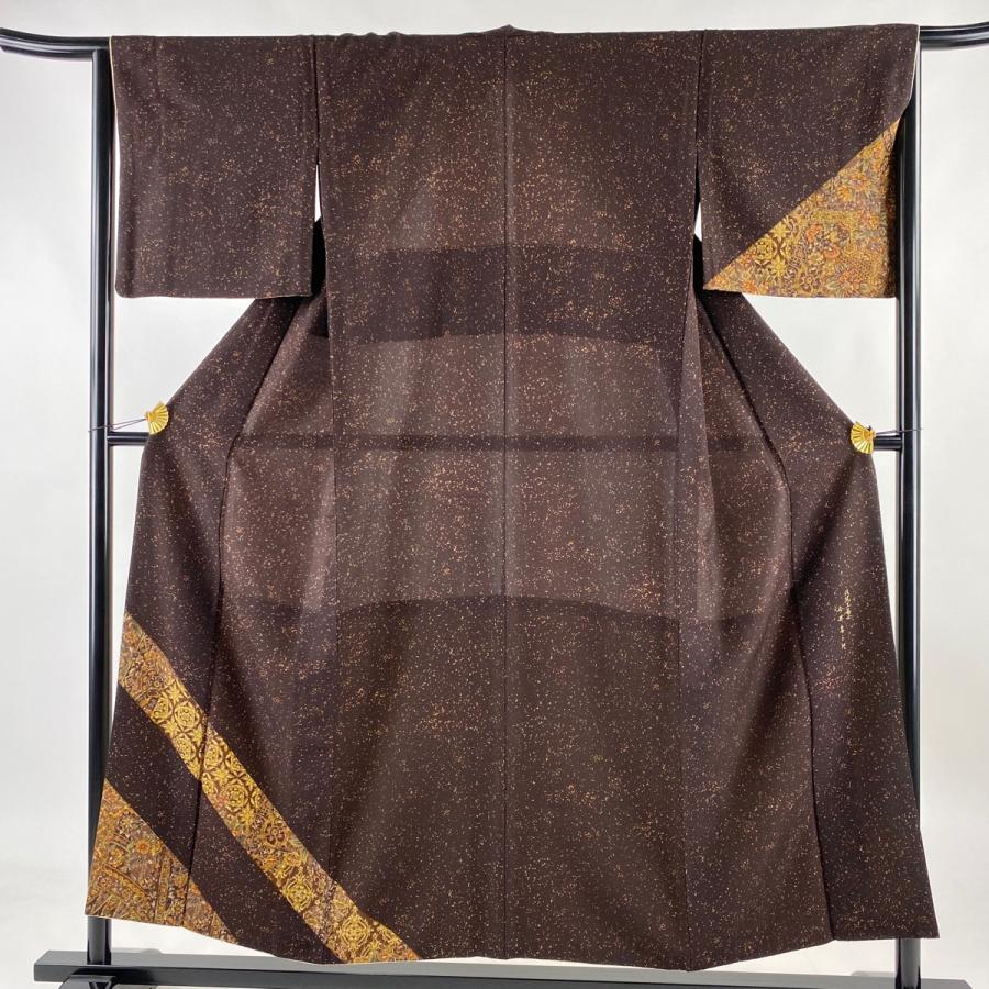 付下げ 身丈152.5cm 裄丈65cm M 袷 胴抜き 落款あり 草花 更紗 焦茶色 正絹 秀品 中古 : リユースセレクトショップバイセル Yahoo!店 - 通販 - Yahoo!ショッピング