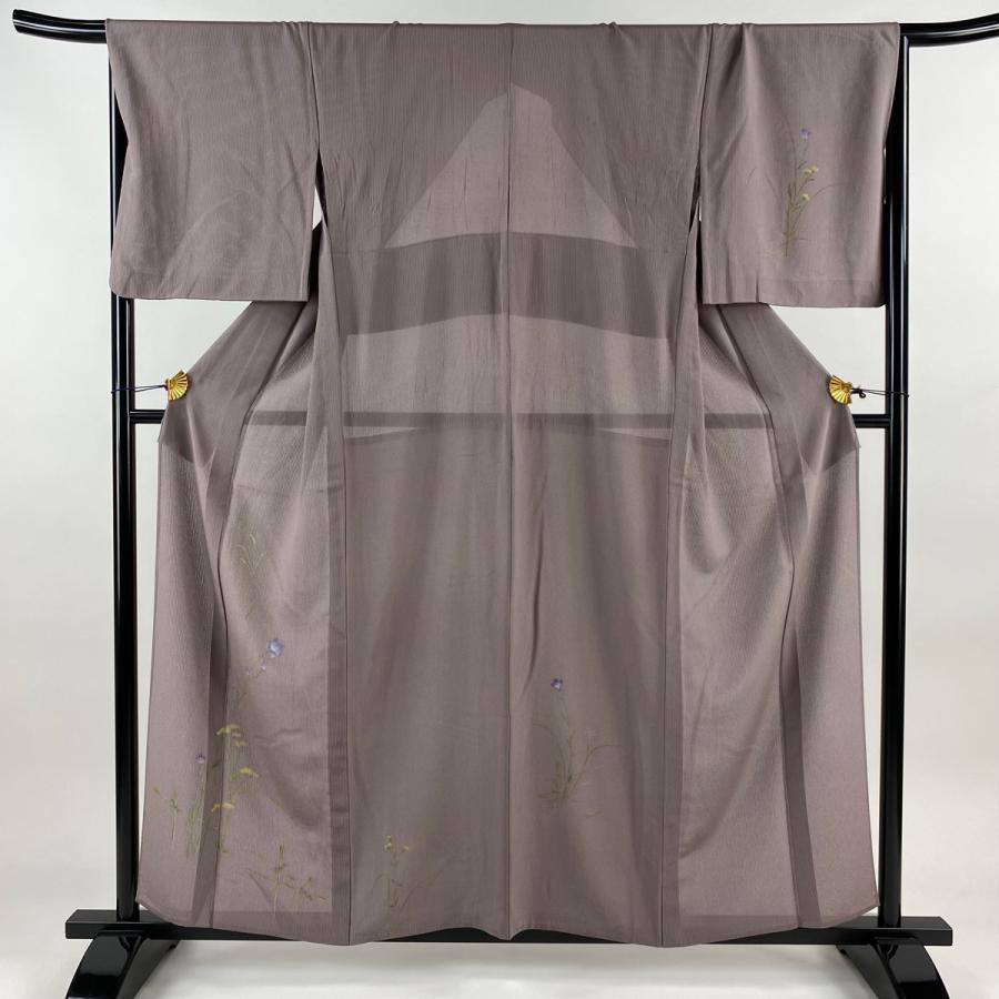 付下げ 身丈158cm 裄丈67cm M 薄物 縦絽 秋草 ぼかし 灰紫 正絹 秀品 中古 : リユースセレクトショップバイセル Yahoo!店 - 通販 - Yahoo!ショッピング