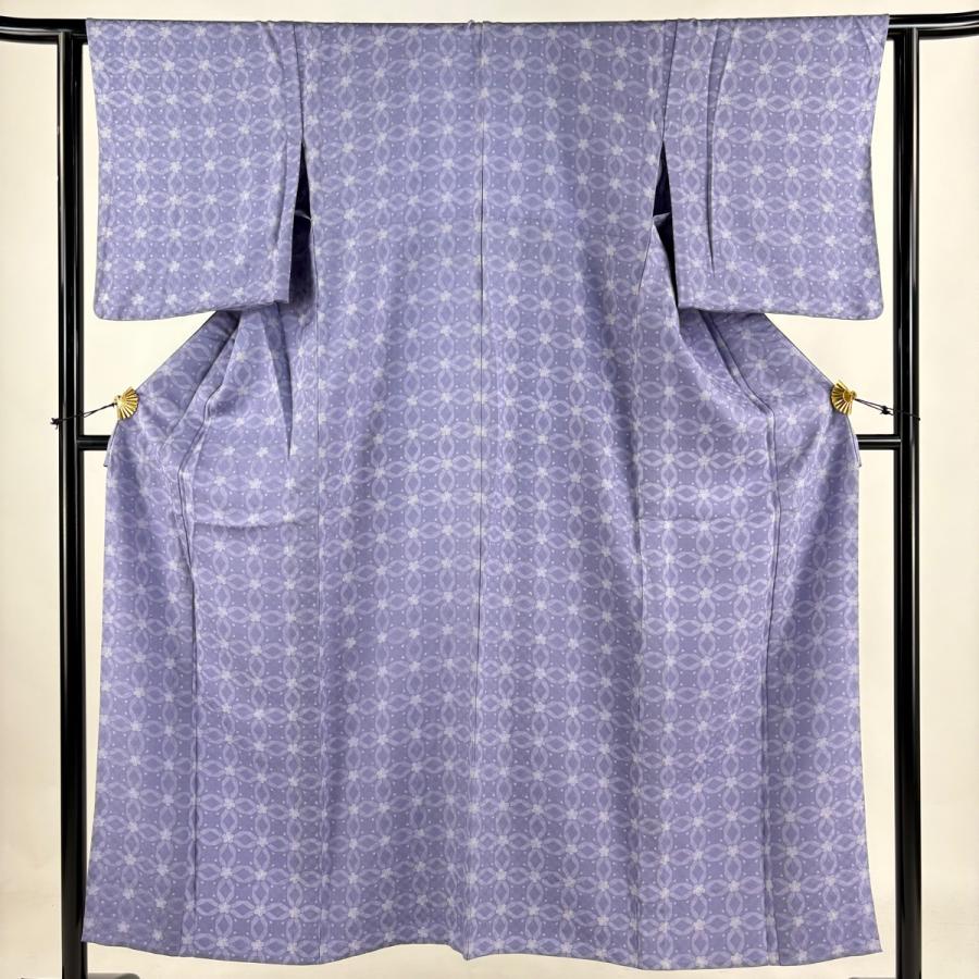 小紋 身丈152cm 裄丈61.5cm S 単衣 桜 花びら 青紫 正絹 秀品 中古 : リユースセレクトショップバイセル Yahoo!店 - 通販 - Yahoo!ショッピング