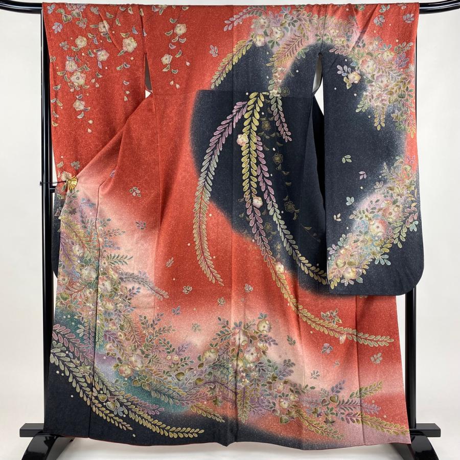 振袖 身丈162cm 裄丈68cm L 袷 辻ヶ花柄 金彩 ラメ 茜色 正絹 名品 中古 : リユースセレクトショップバイセル Yahoo!店 ...