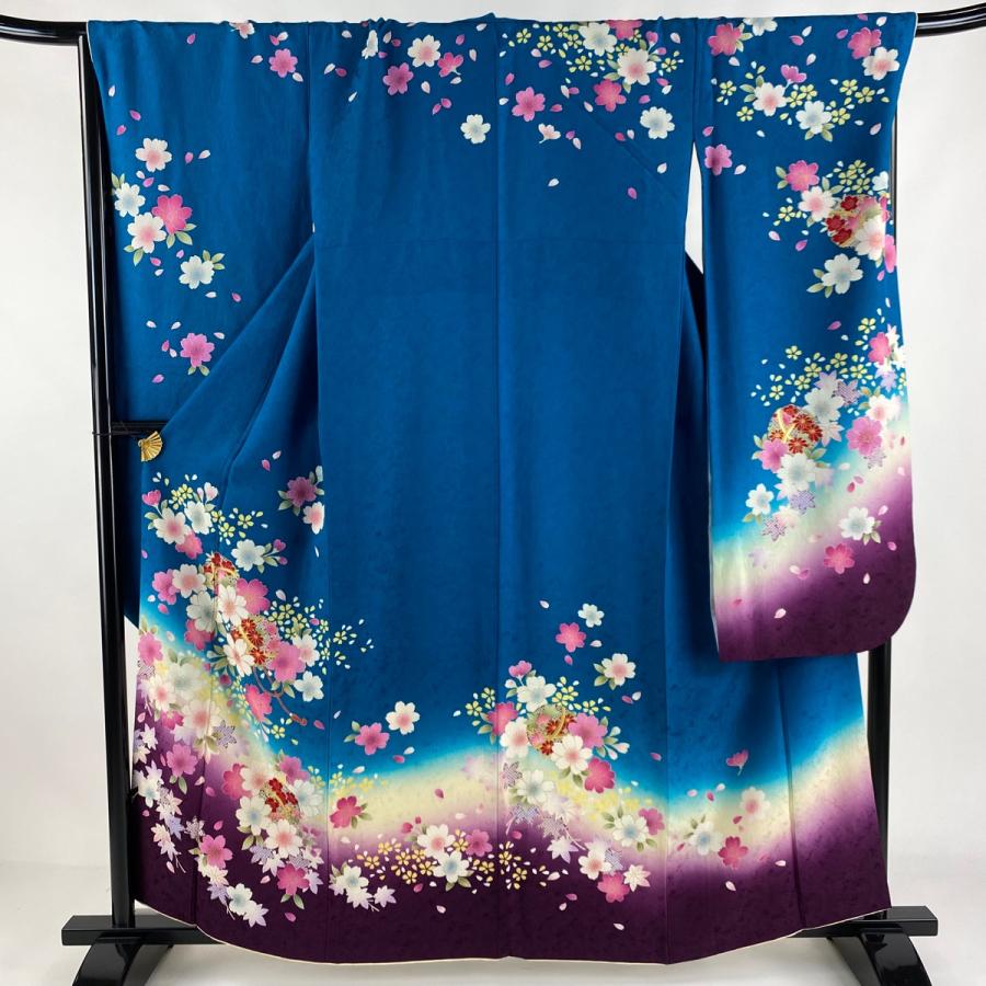 振袖 身丈159.5cm 裄丈69cm L 袷 桜 手鞠 箔 金彩 青緑 正絹 名品 中古 : リユースセレクトショップバイセル Yahoo!店 - 通販 - Yahoo!ショッピング