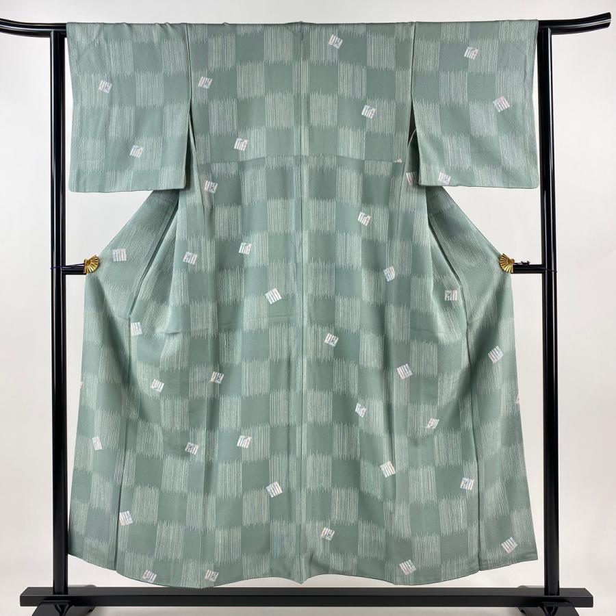 小紋 身丈153cm 裄丈62.5cm S 袷 源氏香 変わり市松 薄緑 正絹 美品 秀品 中古 : リユースセレクトショップバイセル Yahoo!店 - 通販 - Yahoo!ショッピング