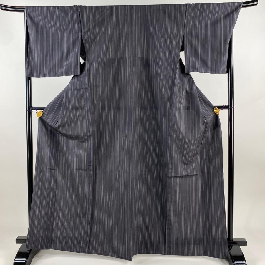 お召 身丈167cm 裄丈68.5cm L 単衣 本塩沢 証紙あり 縦縞 黒灰 正絹 美品 逸品 中古 : リユースセレクトショップバイセル Yahoo!店 - 通販 - Yahoo!ショッピング