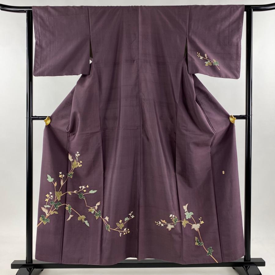 付下げ 身丈157cm 裄丈62.5cm S 袷 紬地 落款あり 枝花 紫 正絹 名品 中古 : リユースセレクトショップバイセル Yahoo!店 - 通販 - Yahoo!ショッピング