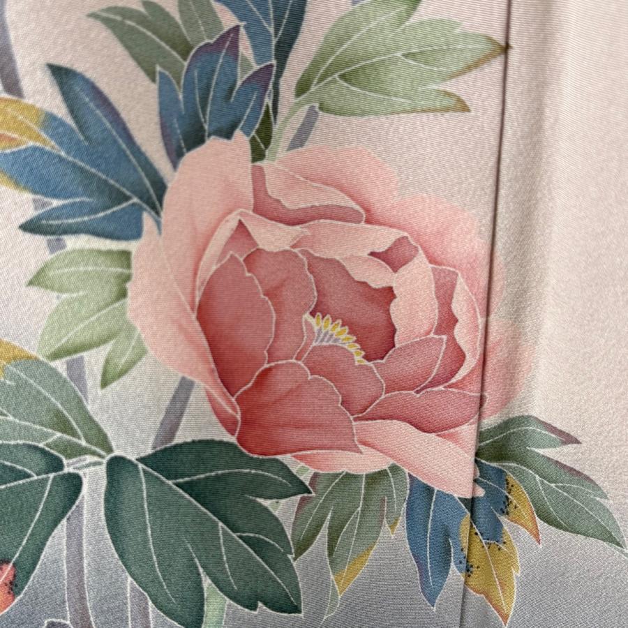 付下げ 身丈161cm 裄丈67.5cm L 袷 田村哲彦 落款あり 牡丹 ぼかし 灰緑 正絹 逸品 中古 : リユースセレクトショップバイセル Yahoo!店 - 通販 - Yahoo!ショッピング