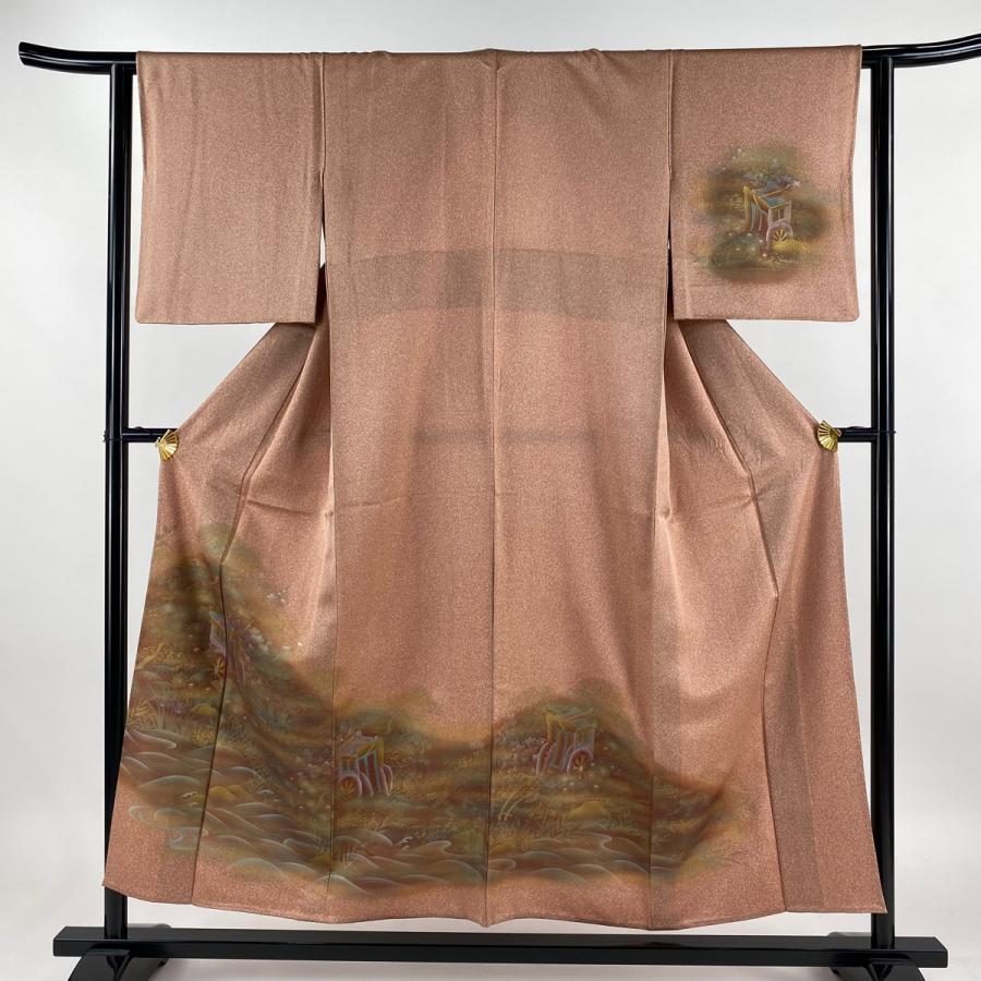 訪問着 身丈153cm 裄丈62cm S 単衣 御所車 草花 金銀彩 茜色 正絹 秀品 中古 : リユースセレクトショップバイセル Yahoo!店 - 通販 - Yahoo!ショッピング