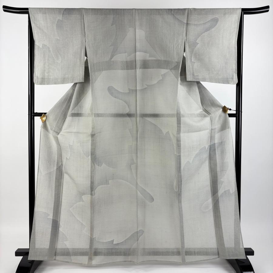 付下げ 身丈164.5cm 裄丈65cm M 薄物 夏紬地 葉柄 灰緑 正絹 美品 名品 中古 : リユースセレクトショップバイセル Yahoo!店 - 通販 - Yahoo!ショッピング