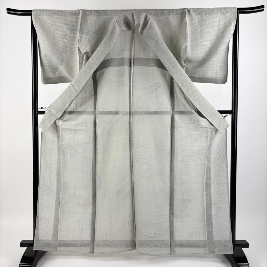 付下げ 身丈164.5cm 裄丈65cm M 薄物 夏紬地 葉柄 灰緑 正絹 美品 名品 中古 : リユースセレクトショップバイセル Yahoo!店 - 通販 - Yahoo!ショッピング
