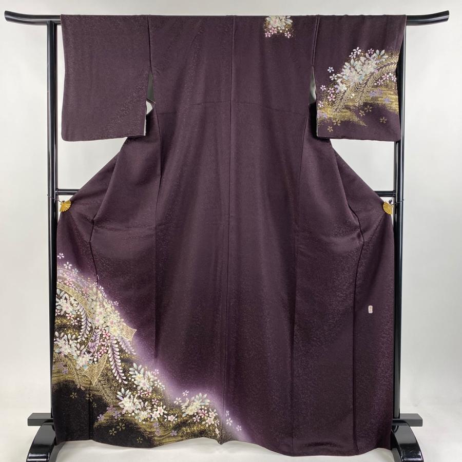 付下げ 身丈168cm 裄丈65cm M 袷 落款あり 辻が花 金通し 金彩 濃紫 正絹 逸品 中古 : リユースセレクトショップバイセル Yahoo!店 - 通販 - Yahoo!ショッピング