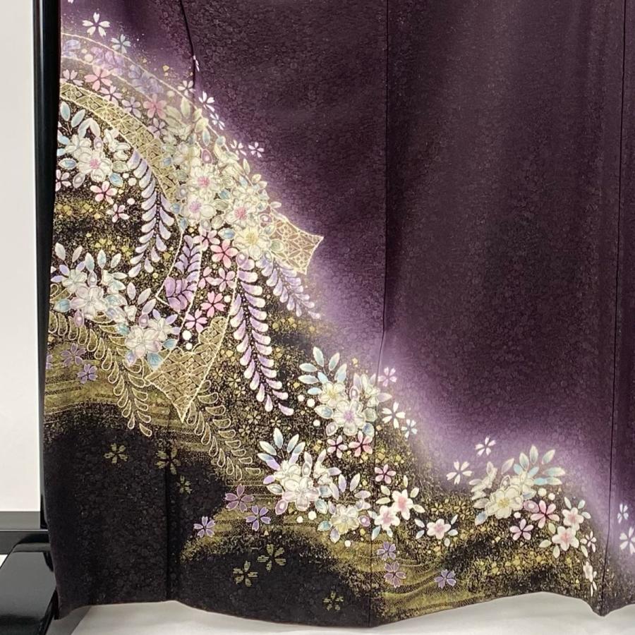 付下げ 身丈168cm 裄丈65cm M 袷 落款あり 辻が花 金通し 金彩 濃紫 正絹 逸品 中古 : リユースセレクトショップバイセル Yahoo!店 - 通販 - Yahoo!ショッピング