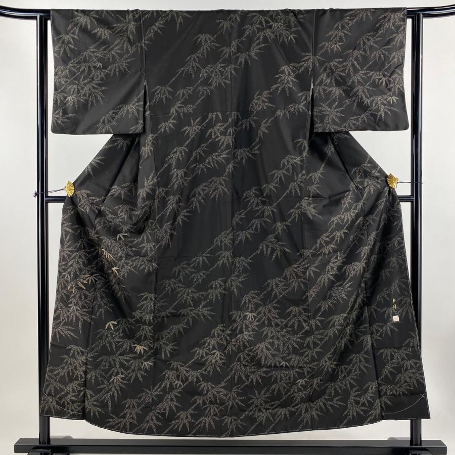 訪問着 身丈152.5cm 裄丈62.5cm S 袷 紬地 林淳一 落款あり 笹 金糸 墨色 正絹 美品 名品 中古 : リユースセレクトショップバイセル Yahoo!店 - 通販 ...