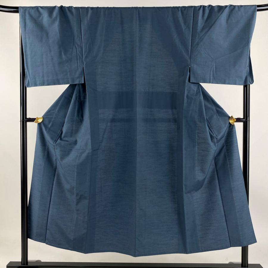 男着物 身丈148cm 裄丈71cm L 単衣 紬 青灰色 正絹 美品 秀品 中古 : リユースセレクトショップバイセル Yahoo!店 - 通販 - Yahoo!ショッピング