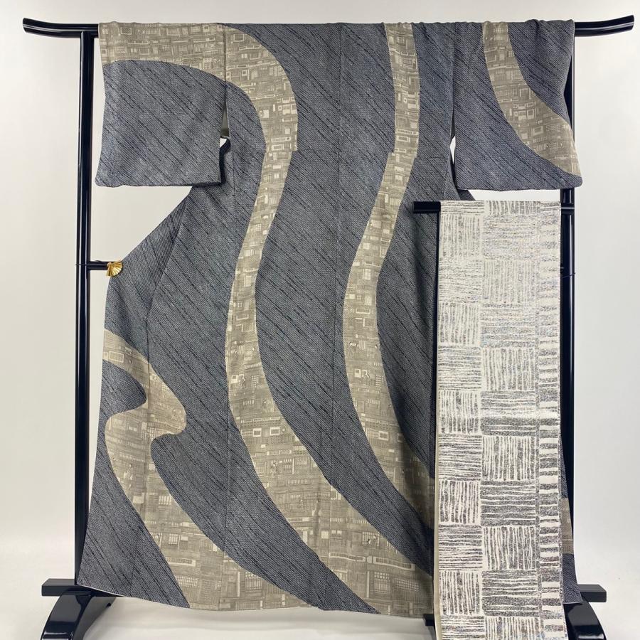 訪問着 身丈162cm 裄丈68cm L 袷 袋帯セット 人物 建物 絞り 黒 正絹 美品 秀品 中古 : リユースセレクトショップバイセル Yahoo!店 - 通販 - Yahoo!ショッピング