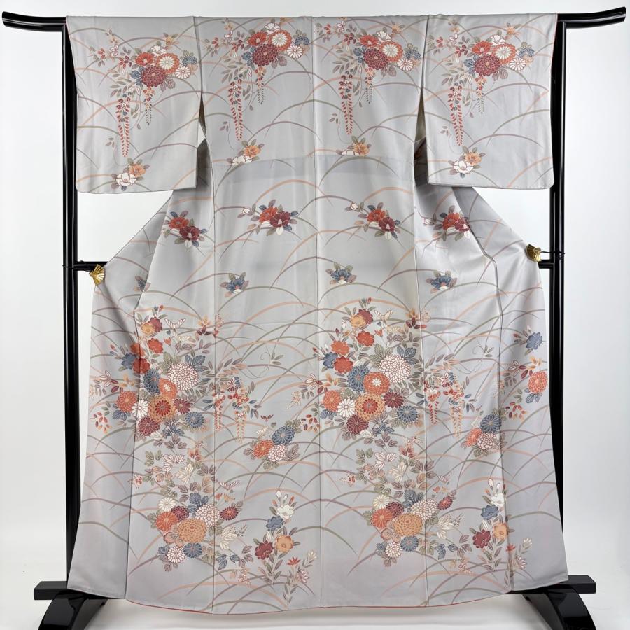 訪問着 身丈163cm 裄丈64.5cm M 袷 菊 芝 灰紫 正絹 名品 中古 : リユースセレクトショップバイセル Yahoo!店 - 通販 - Yahoo!ショッピング