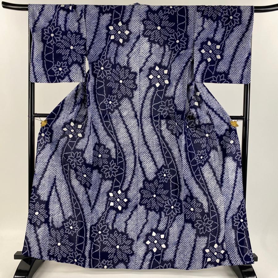 浴衣 身丈164cm 裄丈67cm M 絞り浴衣 草花 濃紺 綿 美品 名品 中古 : リユースセレクトショップバイセル Yahoo!店 - 通販 - Yahoo!ショッピング