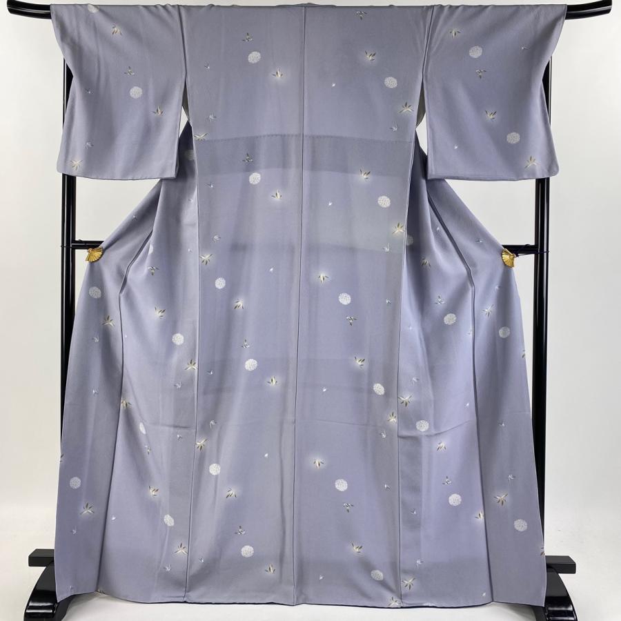 小紋 身丈168cm 裄丈71cm L 袷 花 雪輪 ぼかし 灰紫 正絹 秀品 中古 : リユースセレクトショップバイセル Yahoo!店 - 通販 - Yahoo!ショッピング