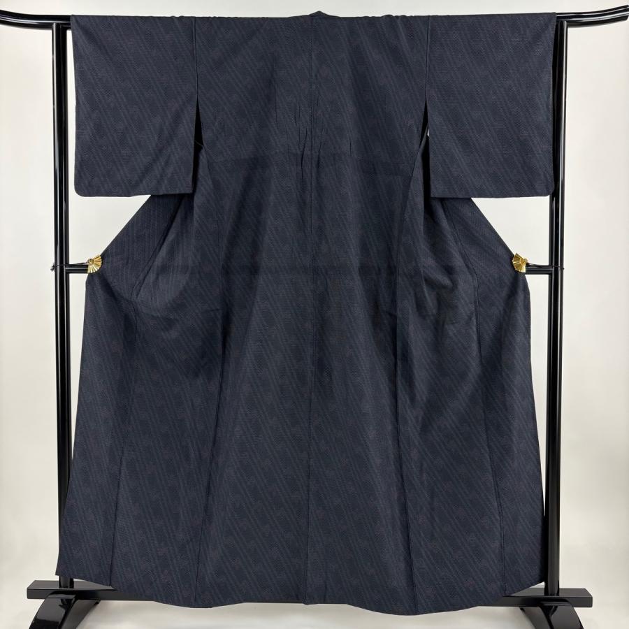 紬 身丈158cm 裄丈63cm S 単衣 草花 紗縞 濃紺 正絹 秀品 中古 : リユースセレクトショップバイセル Yahoo!店 - 通販 - Yahoo!ショッピング