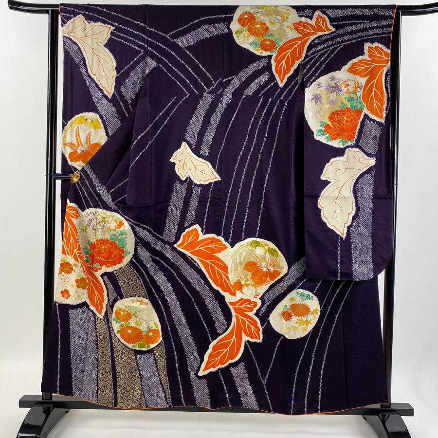 振袖 身丈158cm 裄丈63cm S 袷 千總 牡丹 藤 絞り 金糸 濃紫 正絹 逸品 中古 : リユースセレクトショップバイセル Yahoo!店 - 通販 - Yahoo!ショッピング
