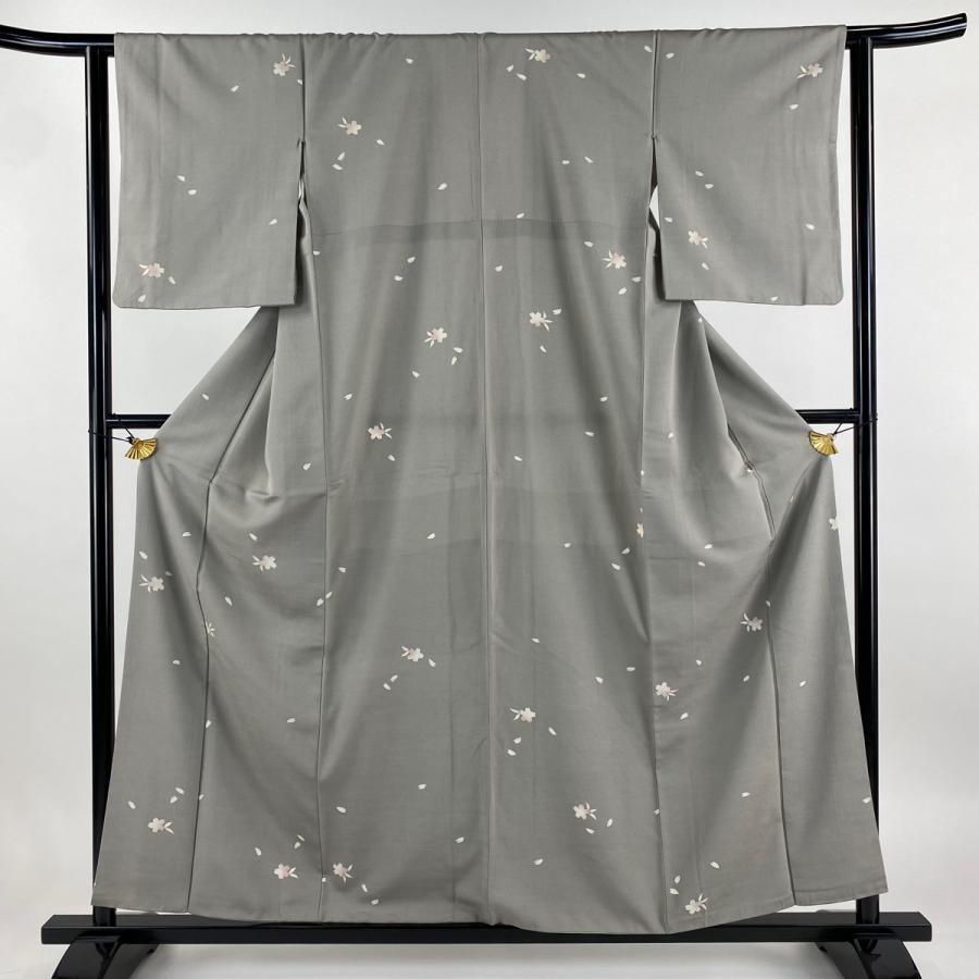 小紋 身丈158cm 裄丈62.5cm S 袷 桜 桜の花びら 金彩 灰色 正絹 秀品 中古 : リユースセレクトショップバイセル Yahoo!店 - 通販 - Yahoo!ショッピング