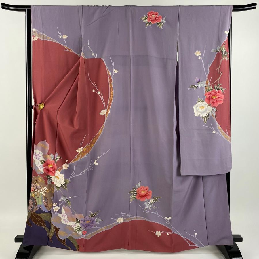 振袖 身丈164cm 裄丈67cm M 袷 御所車 牡丹 金彩 染め分け ピンク 正絹 秀品 中古 : リユースセレクトショップバイセル Yahoo!店 - 通販 - Yahoo!ショッピング