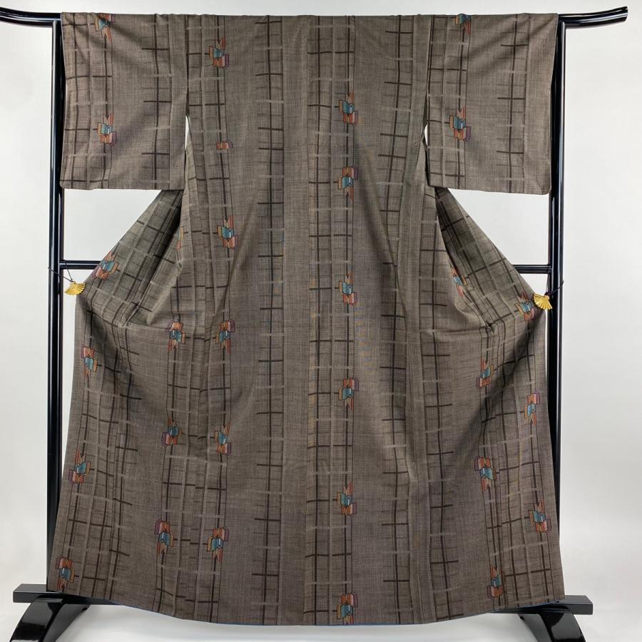 紬 身丈162.5cm 裄丈65cm M 袷 幾何学 焦茶色 正絹 美品 秀品 中古 : リユースセレクトショップバイセル Yahoo!店 - 通販 - Yahoo!ショッピング