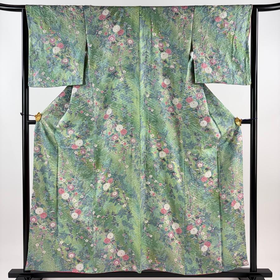 小紋 身丈157cm 裄丈64cm M 袷 菊 梅 金彩 緑 正絹 美品 秀品 中古 : リユースセレクトショップバイセル Yahoo!店 - 通販 - Yahoo!ショッピング