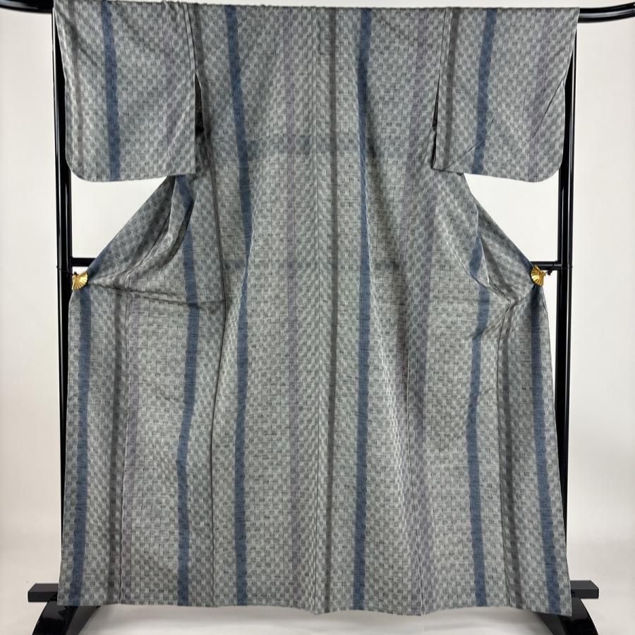 紬 身丈163cm 裄丈68cm L 単衣 縦縞模様 灰色 正絹 美品 秀品 中古 : リユースセレクトショップバイセル Yahoo!店 - 通販 - Yahoo!ショッピング