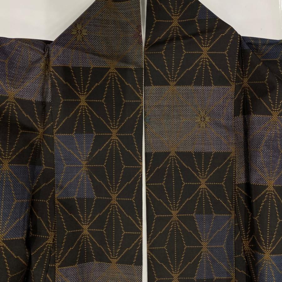 美品 紬 身丈163.5cm 裄丈67.5cm L 袷 麻の葉 横段 墨色 正絹 秀品 中古 : リユースセレクトショップバイセル Yahoo!店 - 通販 - Yahoo!ショッピング