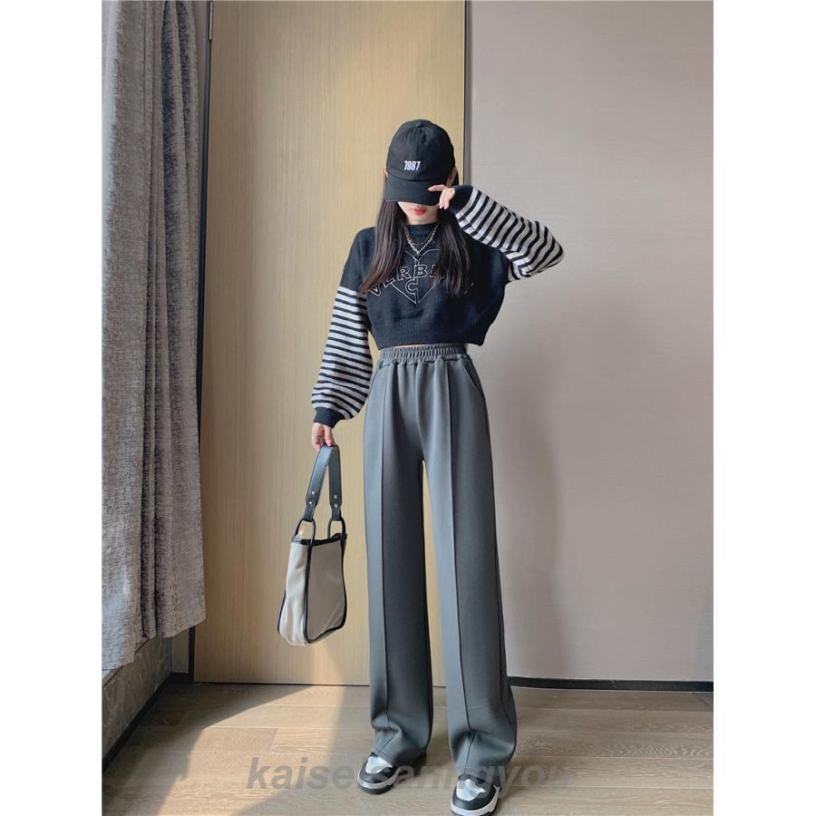 ガウチョパンツ レディース ワイドパンツ 裏起毛 ズボン ボトムス ハイウエスト 無地 普段着 カジュアル ゆったり 着痩せ ストレート ストリート系 : ks-b23-blaf208 ...