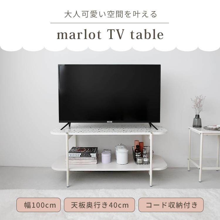テレビボード 100 marlot マルロー コード収納 テラゾー柄 ストーン柄 配線隠し おしゃれ オープンラック テレビ台 ローボード テレビラック かわいい 子供部屋 : 照明・家具 ...