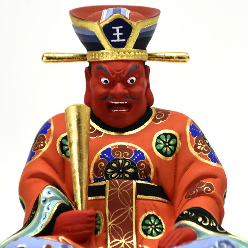 木彫り仏像 【閻魔大王】桧木 坐2.5寸 極彩−赤 総高約13cm :EMDOHZ25GSR:海宇工芸館 Yahoo!店 - 通販 - Yahoo!ショッピング