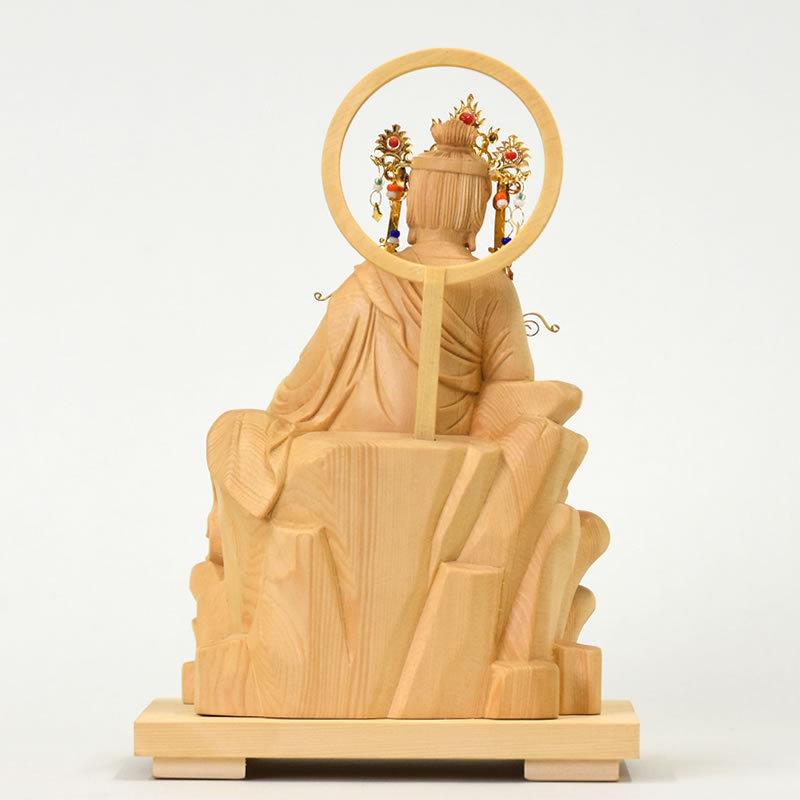 木彫り仏像 【東慶寺形水月観音坐像】 桧木 総高20cm 手打飾り 木彫り仏像 【東慶寺形水月観音坐像】 桧木 総高20cm 手打飾り