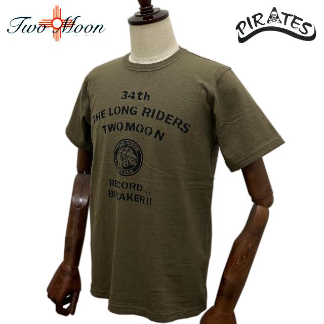 Two Moon TWO MOON トゥー・ムーン lot 20322 (オリーブ 着抜染プリント) クルーネック 丸胴ボディ "34th ...