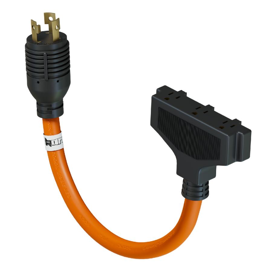 発電機コード アダプタ 発電機延長コード RV電源コードツイストロック L5-30P〜5-15R*3口 電圧100-240V RVピグテール電源30A アダプタ電源コード ツイストロック ...