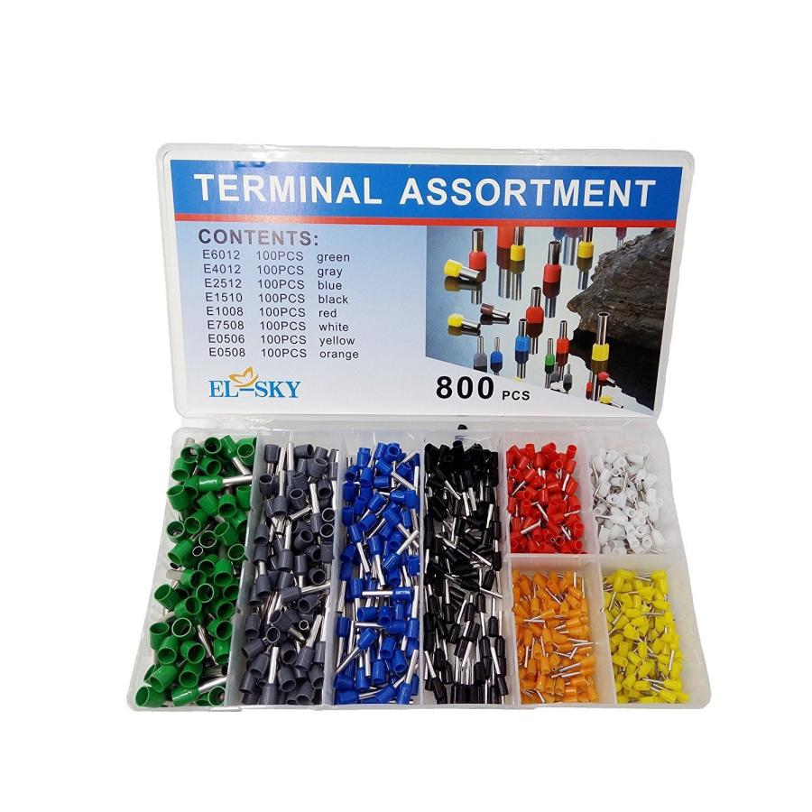 EL-SKY 800pcs Assortment Ferrule Wire Copper Crimp Connector Terminals ...
