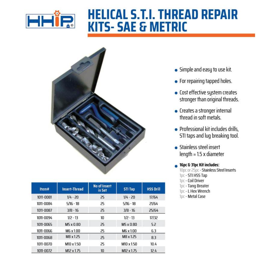 HHIP 1011-0081 31 Piece 1/4-20 Helical STI Thread Repair Kit : かめよし ...