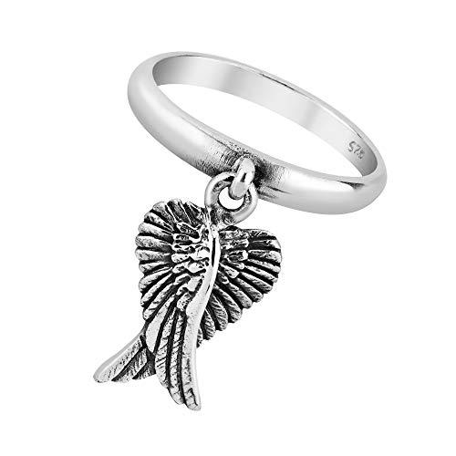 AeraVida Elegant Iconic Heart Shape Angel Wing .925 Sterling Silver ...