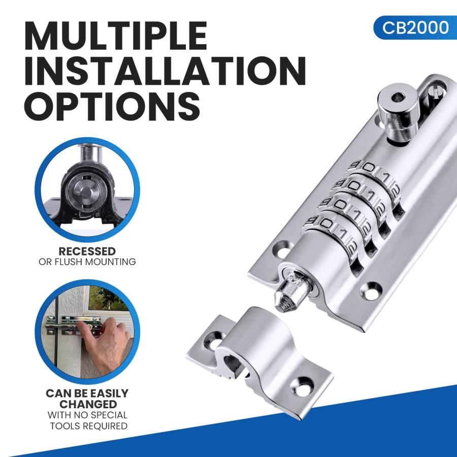 Combi-Bolt CB2000-CHR Sliding Lock Combination Bolt Chrome : かめよしエクスプレス ...